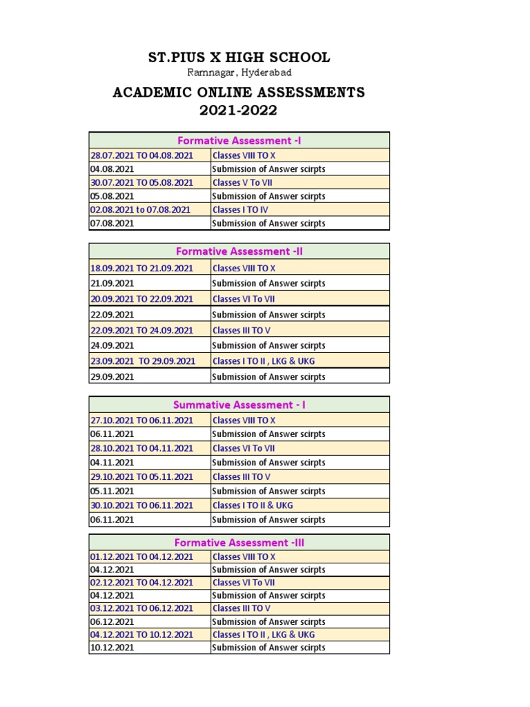 Test Time Table2 | PDF | Schools | Educational Assessment And Evaluation