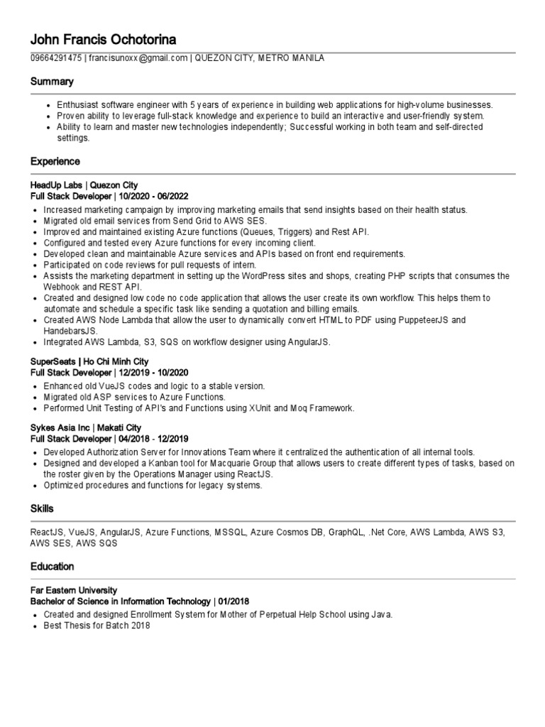 John Francis Resume | PDF