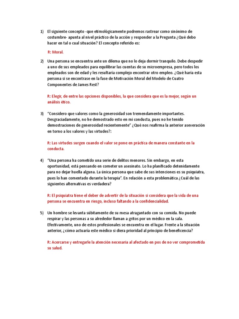 Resumen Examen Etica RV-1 | Descargar gratis PDF | Moralidad | Autonomía