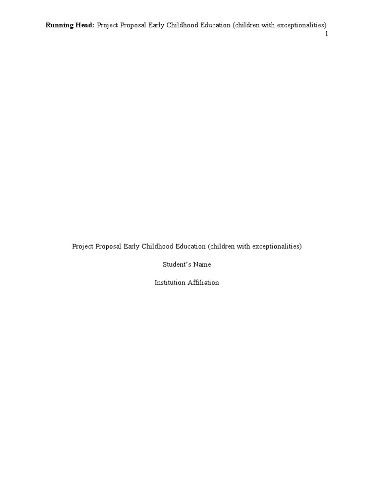 Project Proposal Early Childhood Education | Download Free PDF | Early Childhood Education ...