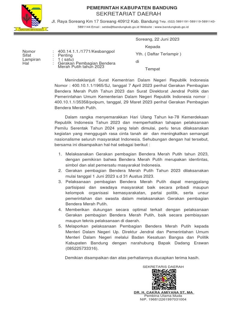 Surat Edaran Pembagian Bendera Merah Putih | PDF | Ilmu Sosial