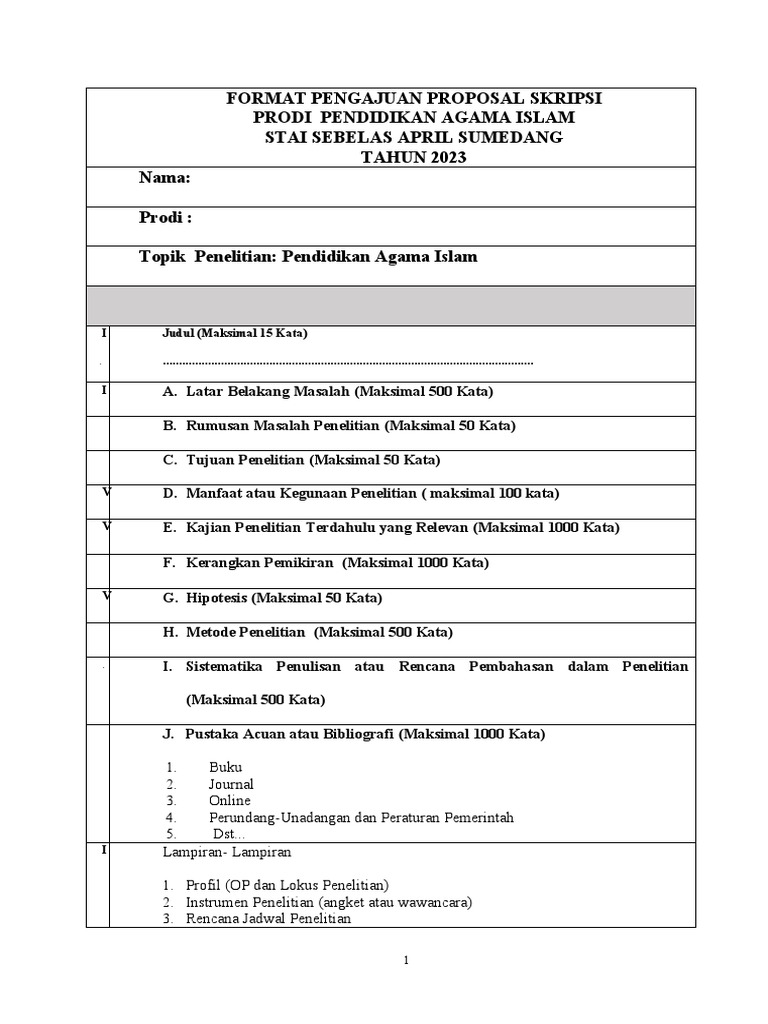 Format Proposal Skripsi 2023 | PDF