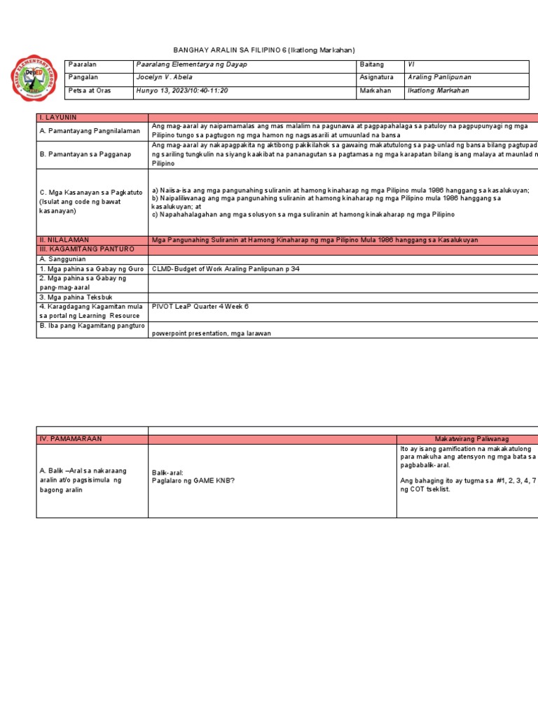 CO2 - AP 6 Lesson Plan | PDF