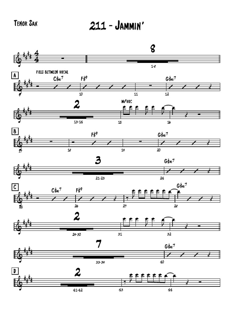 211 - Jammin' - Score - Tenor Sax | PDF