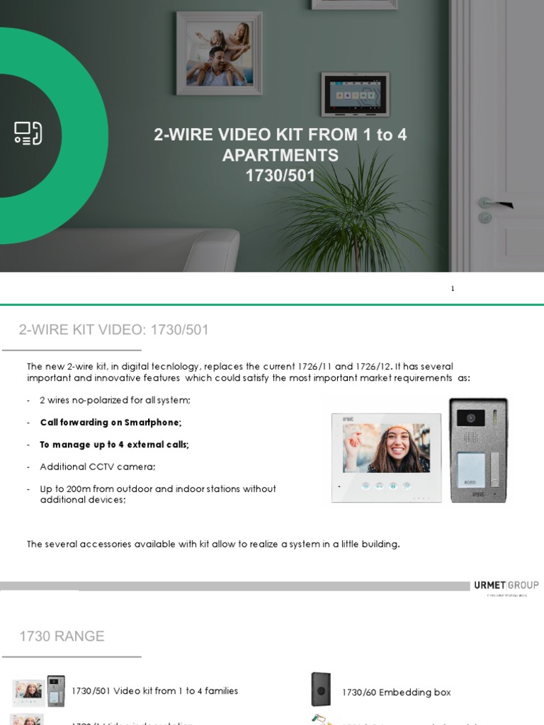Urmet 1730 Series 2-Wire Video Kit | PDF | Smartphone | Access Control
