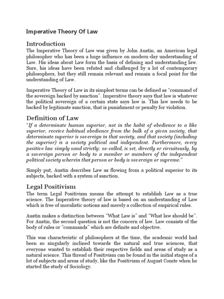Austin's Theory of Law | PDF | Jurisprudence | Sovereignty