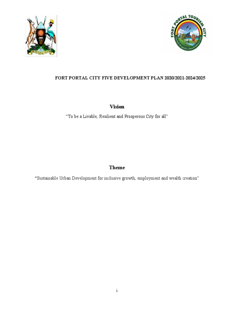 Fort Portal City Development Plan 2020-2025 | PDF | Infrastructure ...