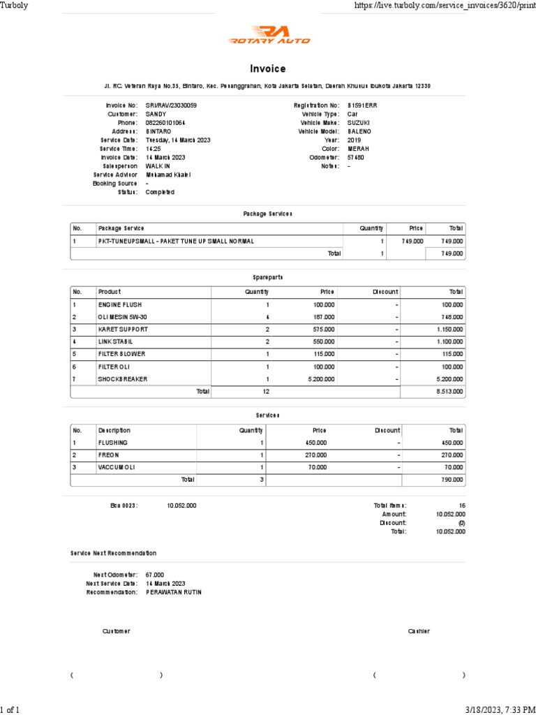 Invoice An Sandy Baleno | PDF