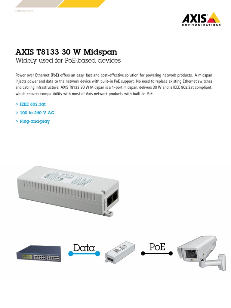 Axis T8133 30 W Midspan: Widely Used For Poe-Based Devices | PDF ...