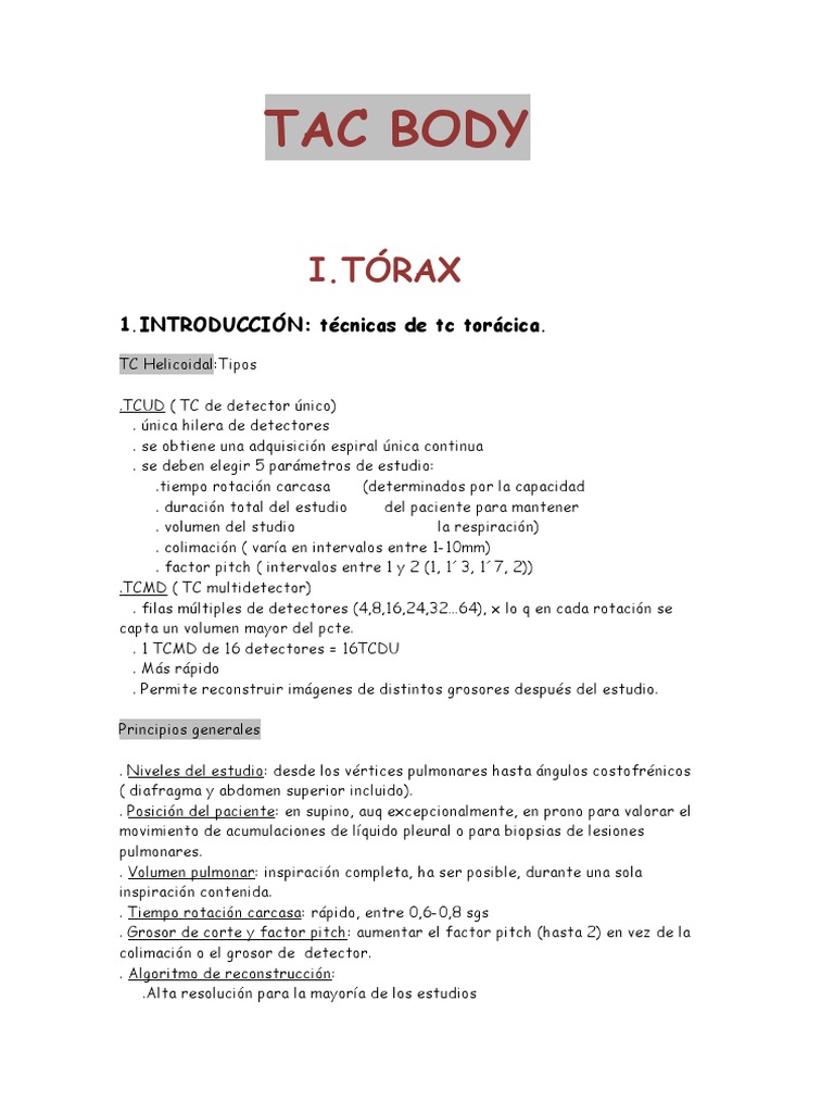 Protocolo TAC Body: Diagnóstico Torácico | PDF | Aorta | Ct Scan