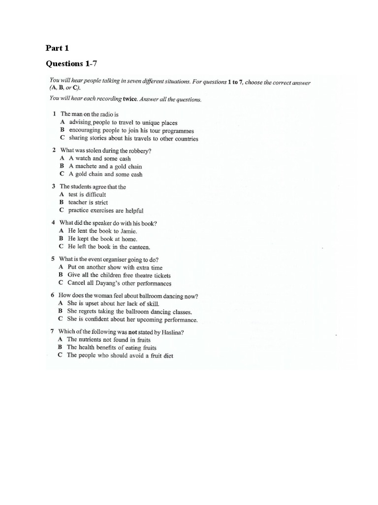 LISTENING FORM 4 | PDF