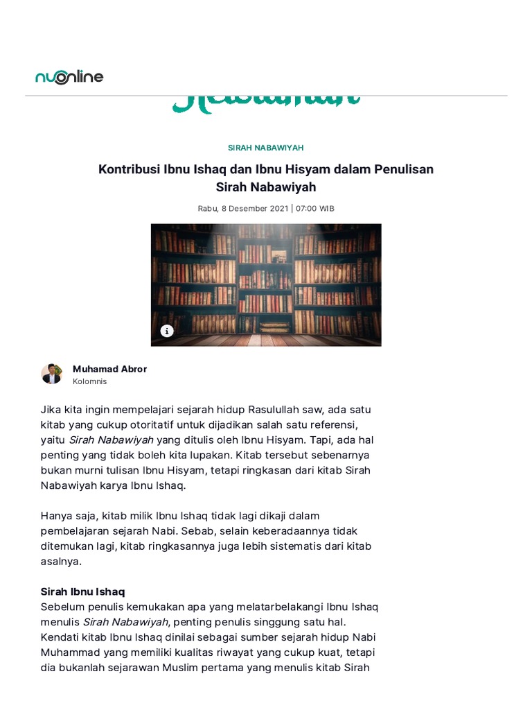 Ibnu Ishaq Vs Ibnu Hisyam Dalam Penulisan Sirah Naba | PDF