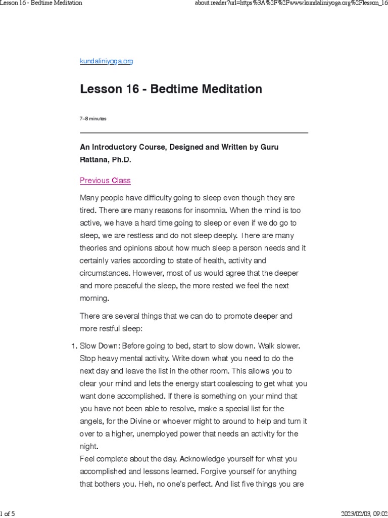 Bedtime Meditation | PDF | Sleep | Breathing