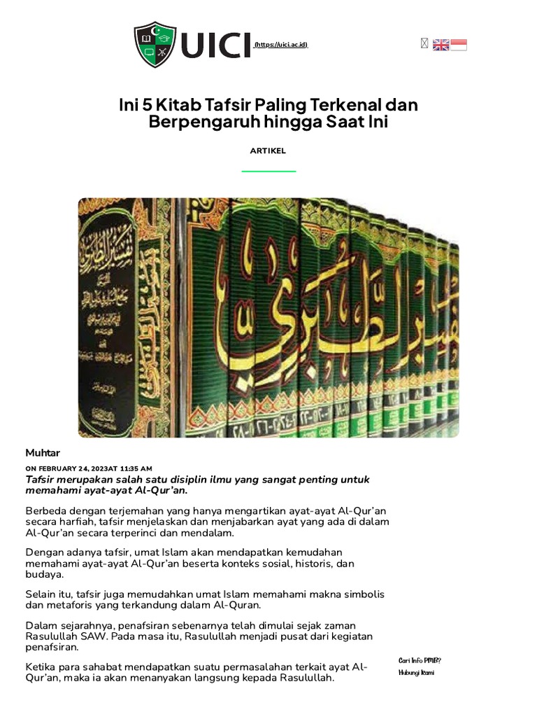 5 Kitab Tafsir Terkenal dan Berpengaruh | PDF | Ilmu Sosial