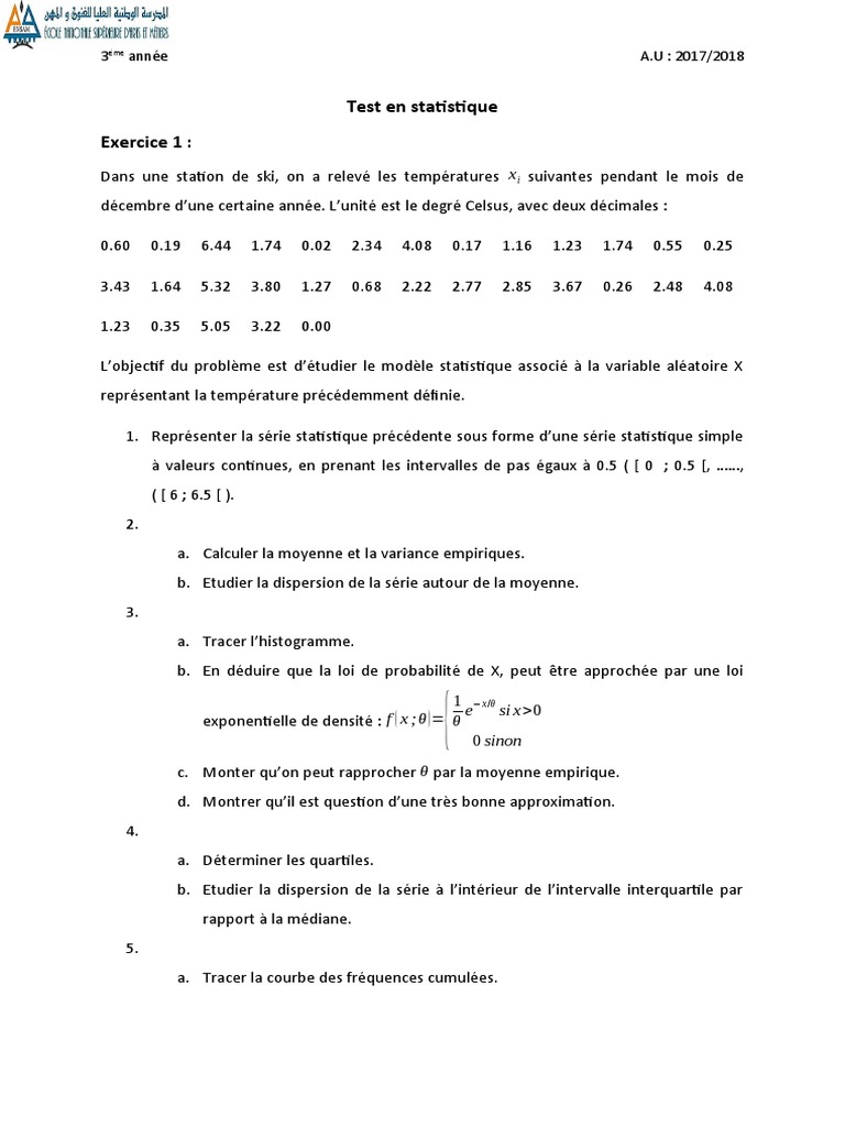Test en Statistique-1 | PDF