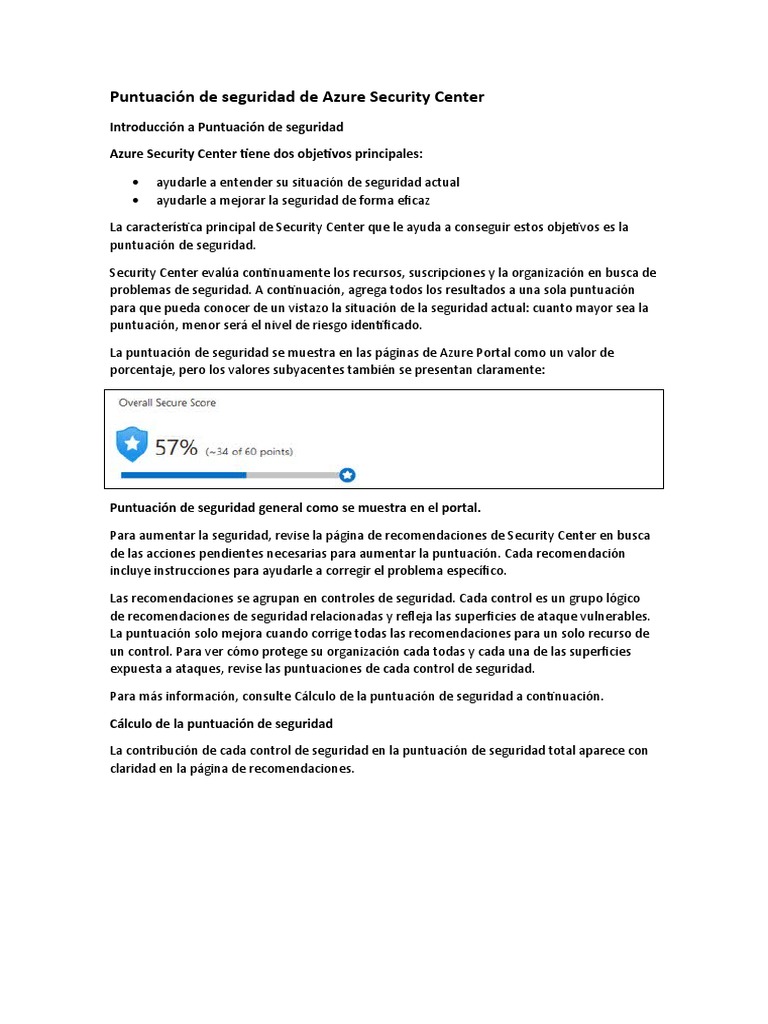 Puntuación de Seguridad de Azure Security Center | Descargar gratis PDF ... Puntuación de Seguridad de Azure Security Center | Descargar gratis PDF ...