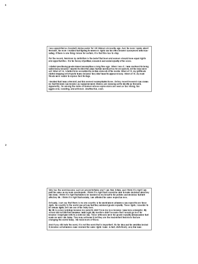 Persuasive Writing - Emma Watson Speech | PDF | Gender Studies | Feminism