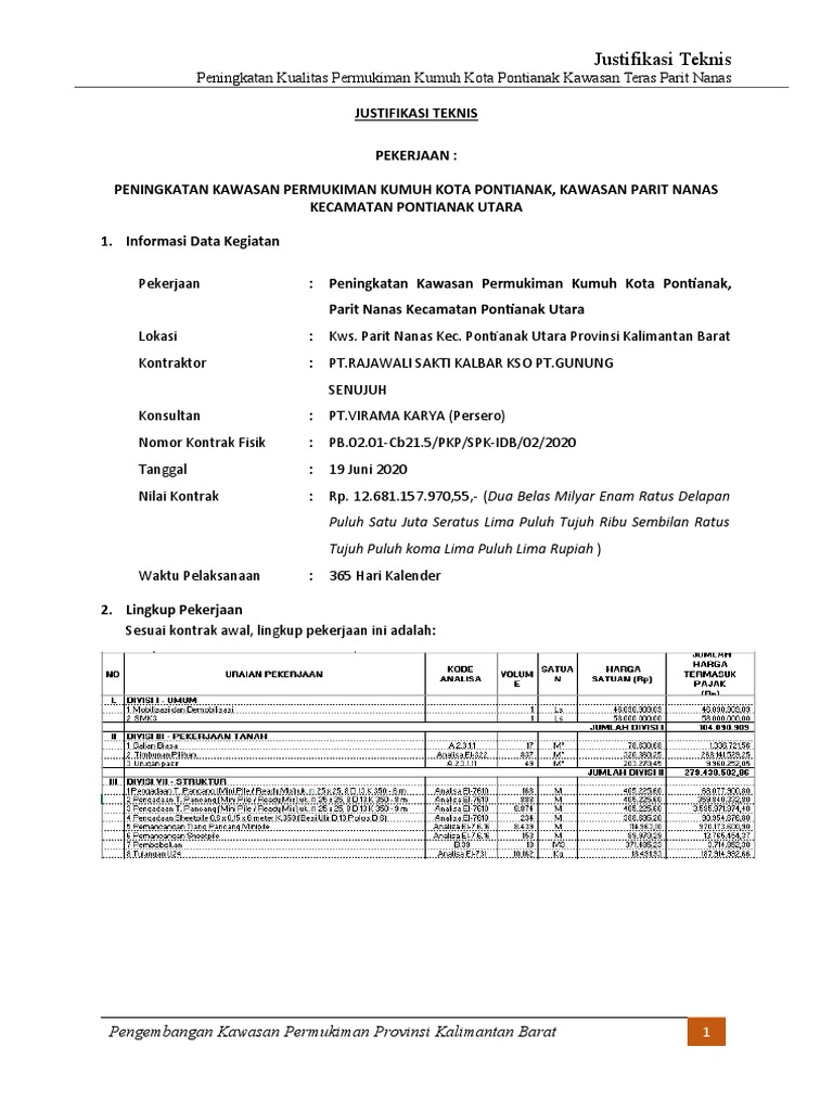 Justifikasi Teknis Nanas 2021 | PDF