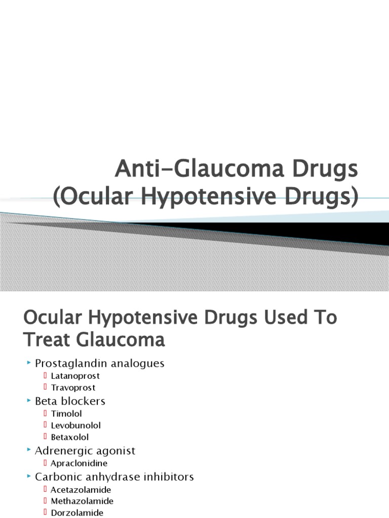 Anti-Glaucoma Drugs (Ocular Hypotensive Drugs) | PDF | Glaucoma | Acetylcholine