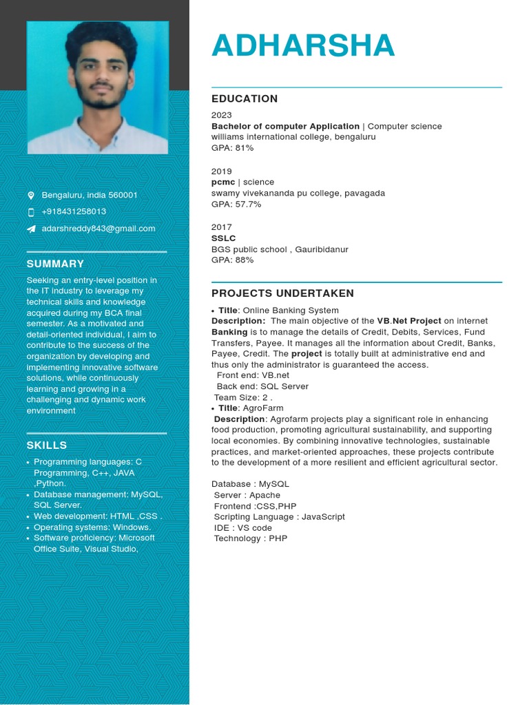 Adarsha CV | PDF | Php | My Sql