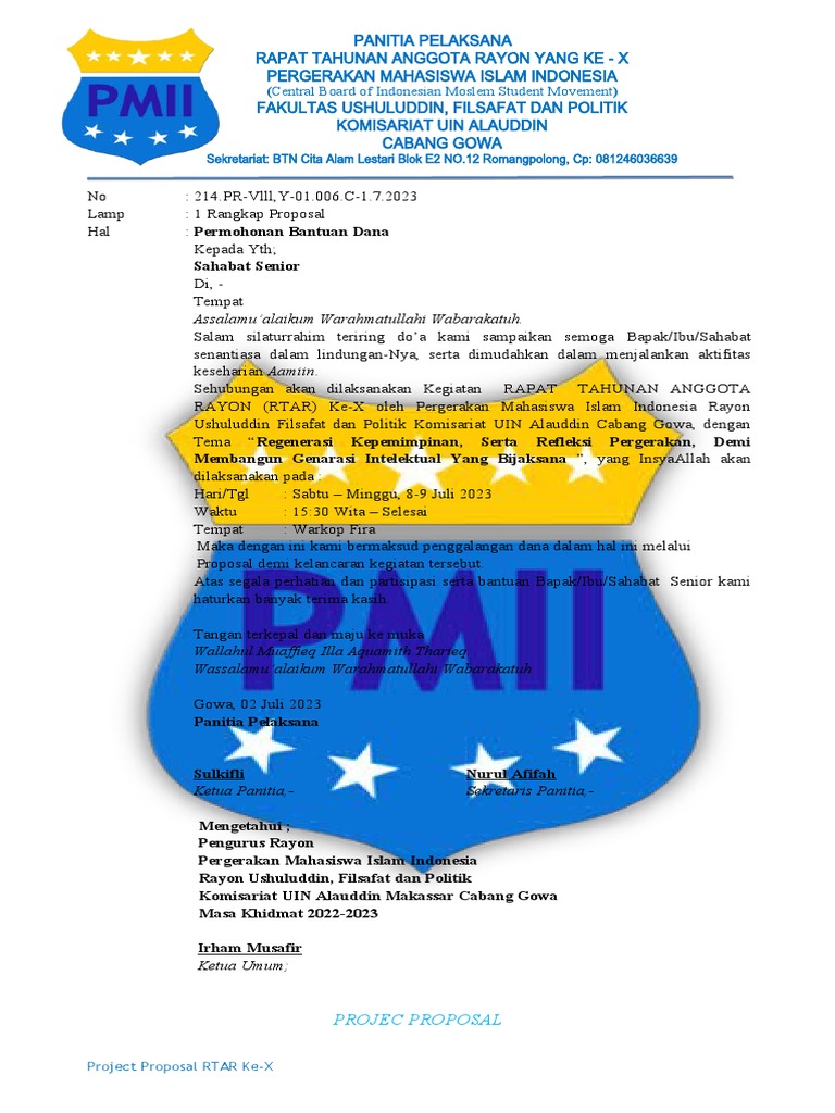 Proposal Dana RTAR Ke-X PMII Gowa | PDF | Karier & Perkembangan | Ilmu ...