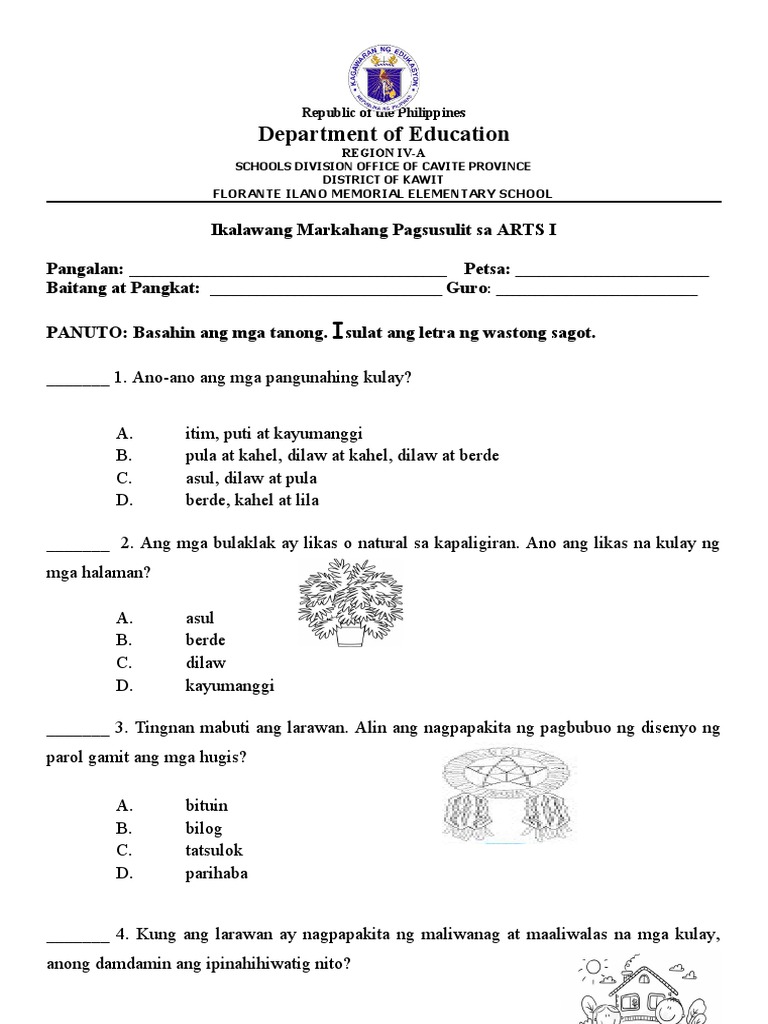 Ikalawang Markahang Pagsusulit Sa ARTS I | PDF