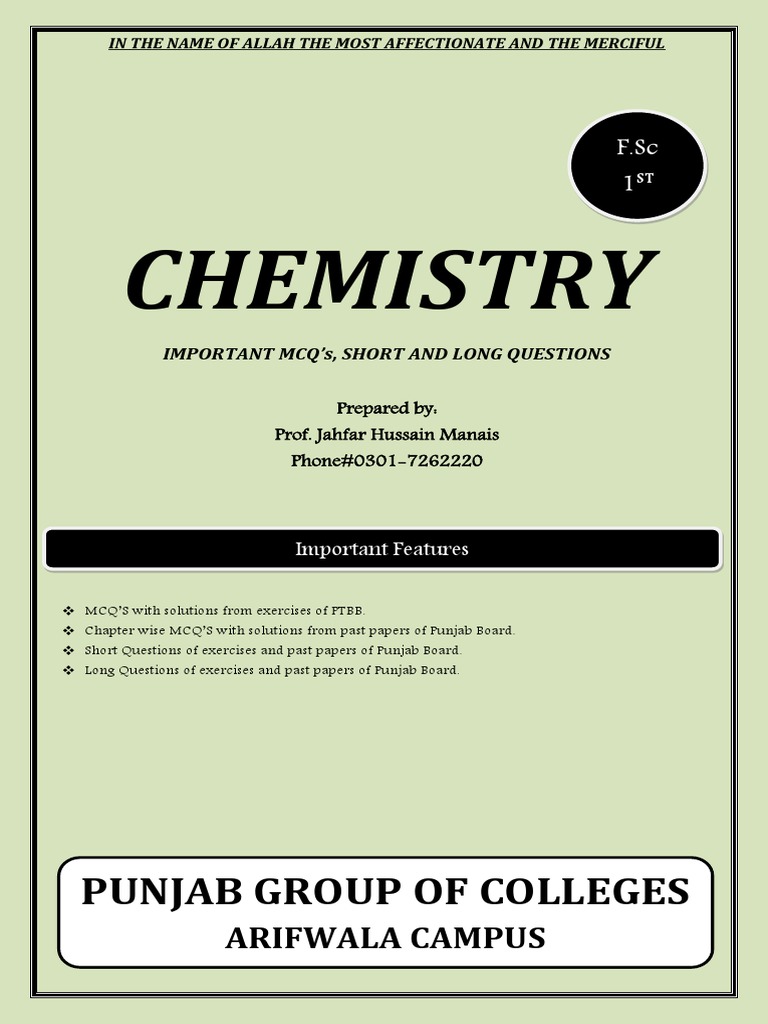 Chemistry MCQs and Short Questions Guide | PDF | Gases | Filtration