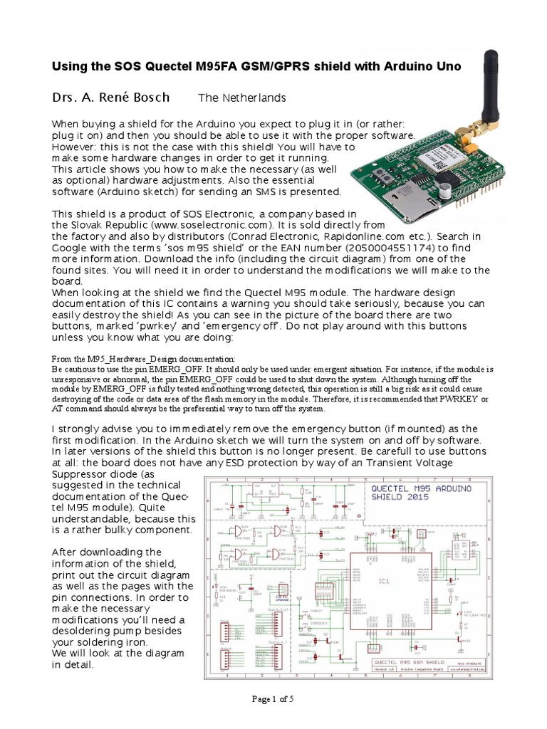 Quectel M95FA GSM GPRS SOS Shield Arduino Uno | PDF