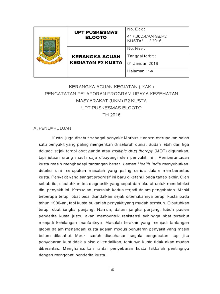Program P2 Kusta Puskesmas Blooto | PDF | Sains & Matematika