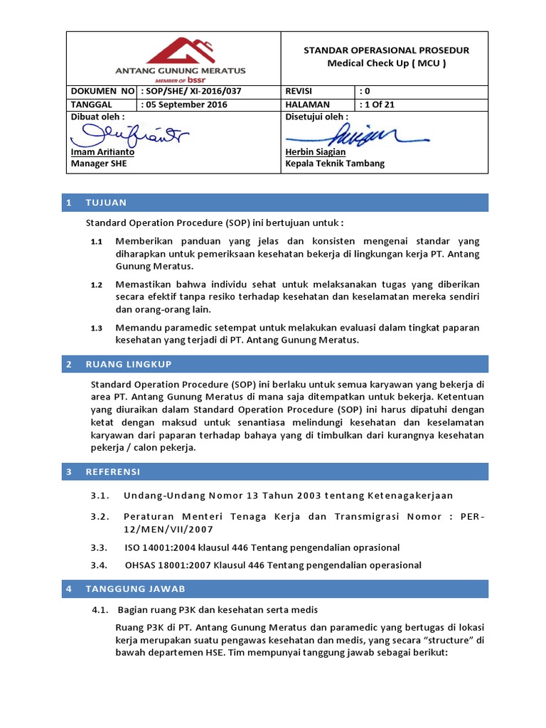 Sop Mcu Agm | PDF | Bisnis