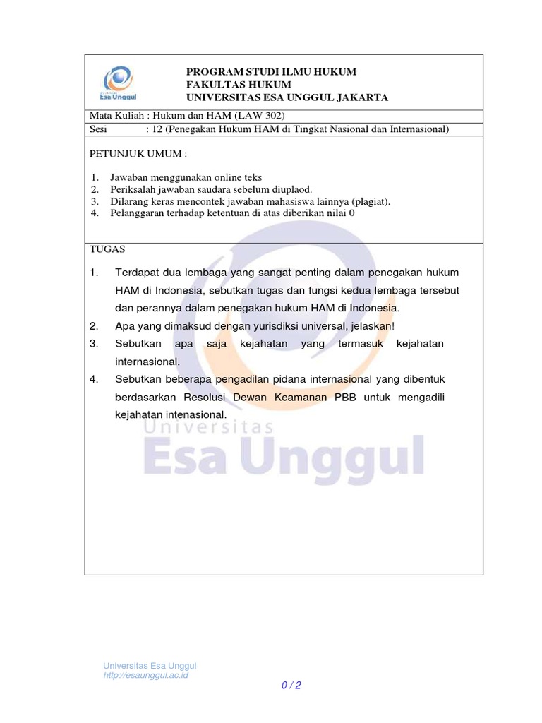 Tugas Sesi 12 Hukum Dan Ham | PDF