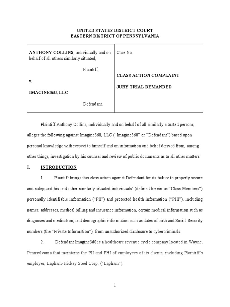 Imagine360 Lawsuit | PDF | Identity Theft | Computer Security