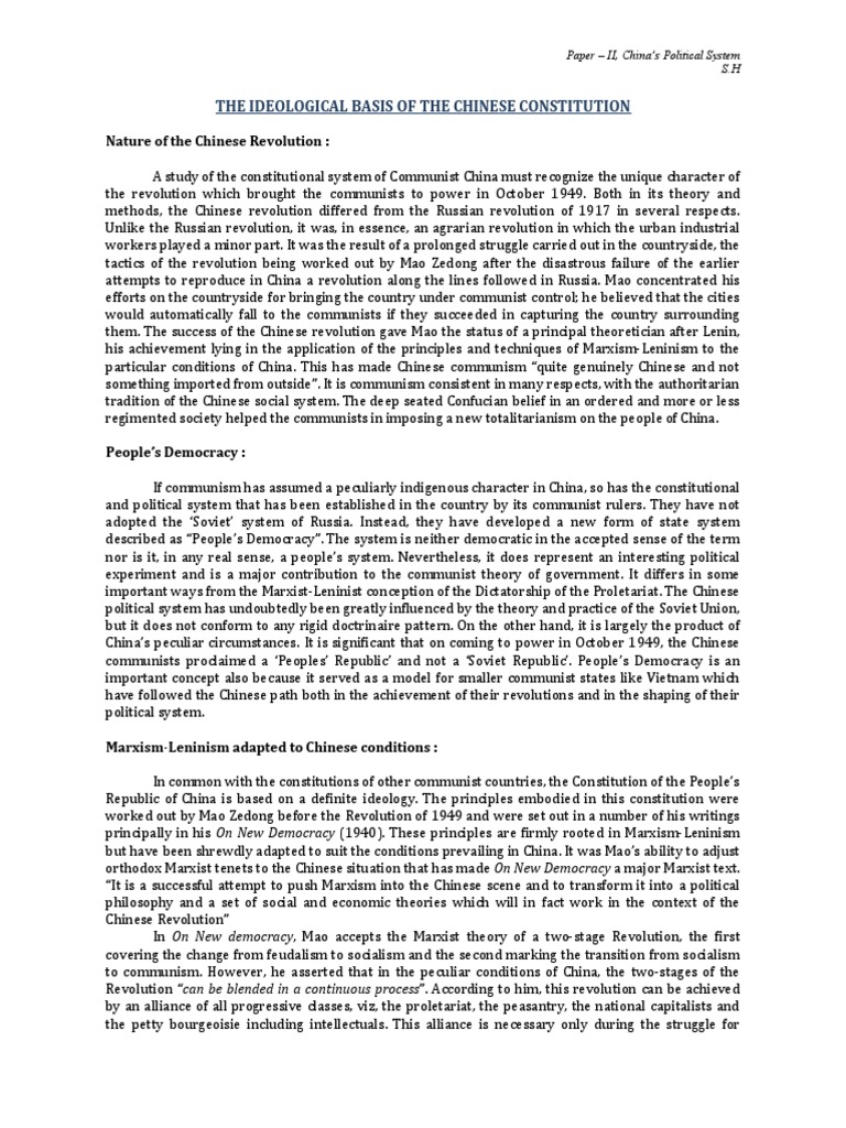 Ideological Basis of The Chinese Constitution | PDF