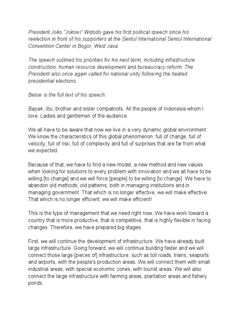 President Jokowi Script | PDF | Indonesia | Multiculturalism