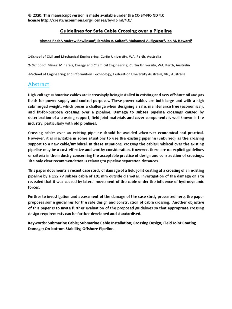 Guidelines For Safe Cable Crossing Over A Pipeline | PDF | Pipeline ...
