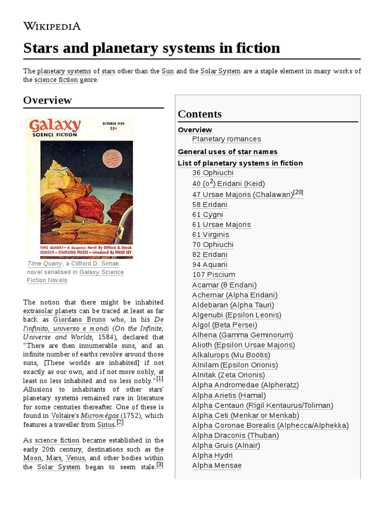 Stars and Planetary Systems in Fiction | PDF | Stars | Astronomical Objects