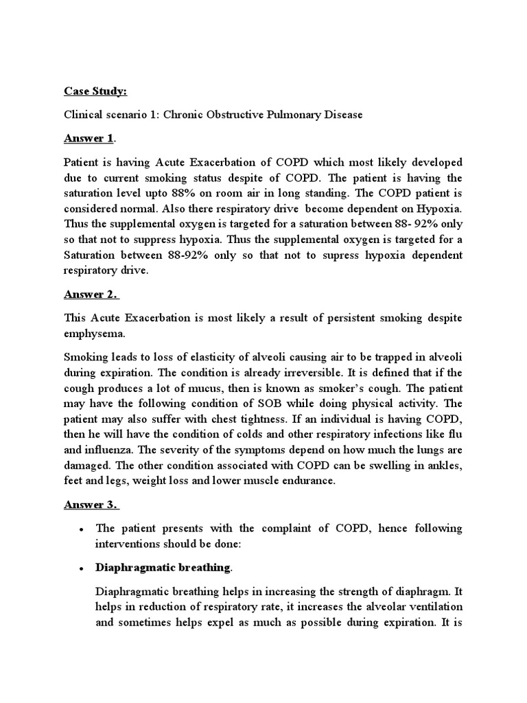 Case Study COPD | PDF | Chronic Obstructive Pulmonary Disease | Breathing