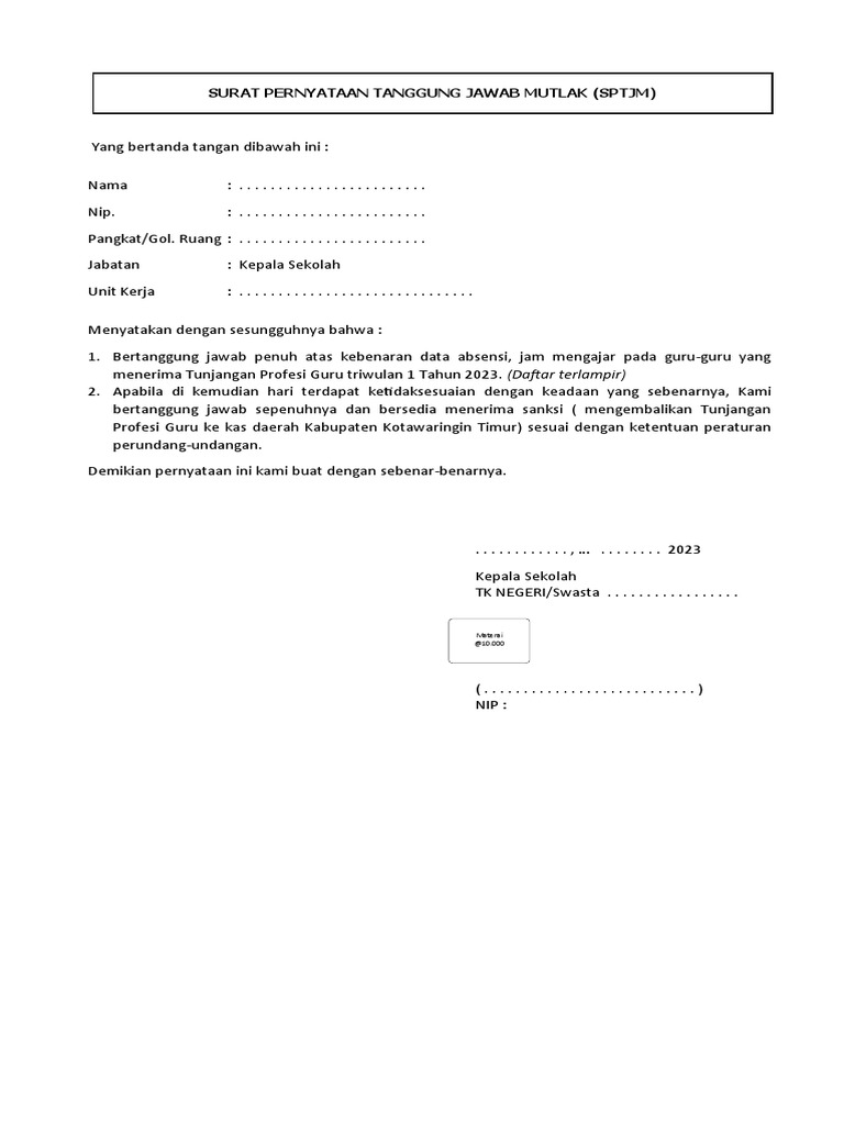 Format SPTJM Dan Daftar Nama | PDF
