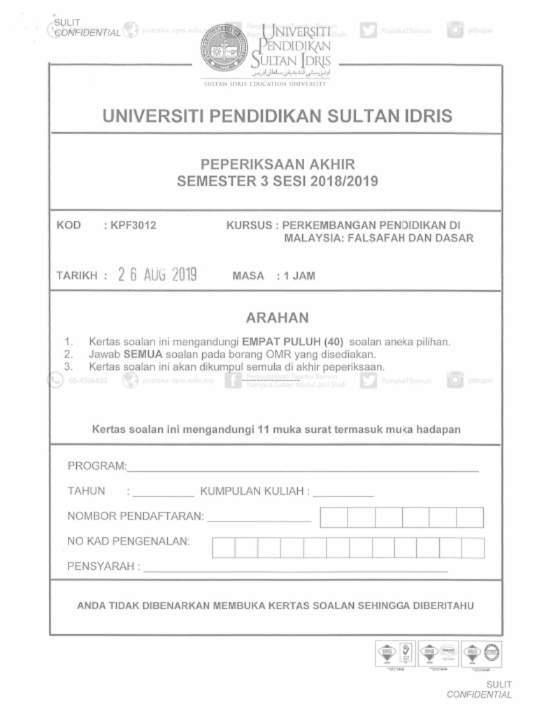 KPF3012 Pyq Sem 3 2018-19 | PDF