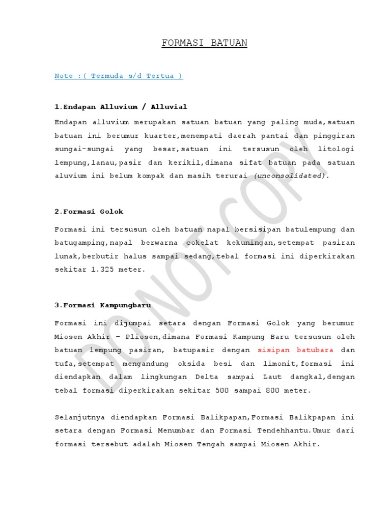 Formasi Batuan di Cekungan Kutai | PDF