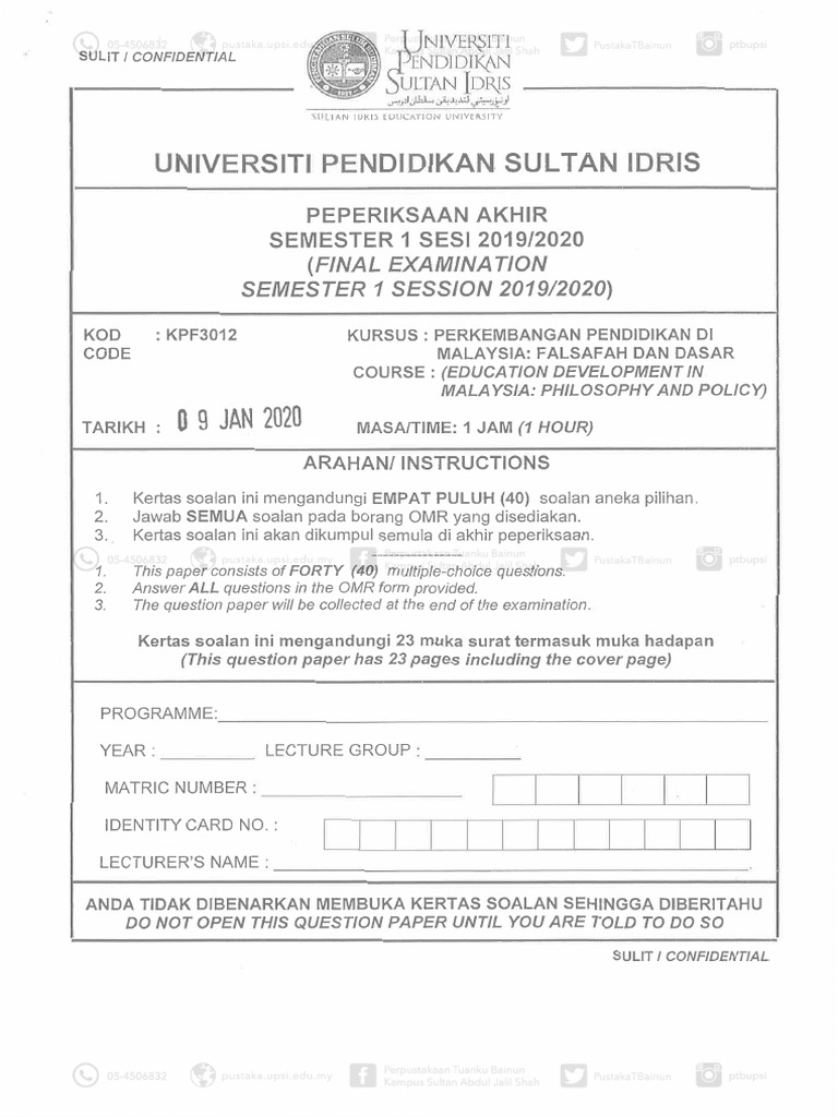KPF3012 Pyq Sem 1 2019-2022 | PDF