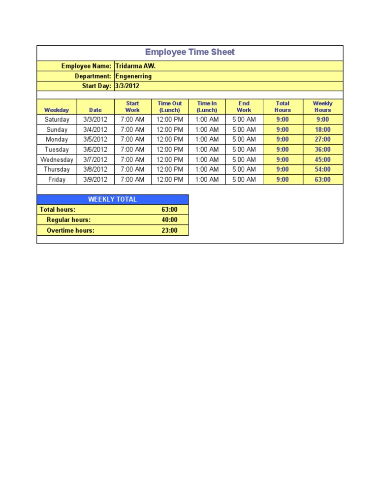 6.time Sheet - Mingguan | PDF