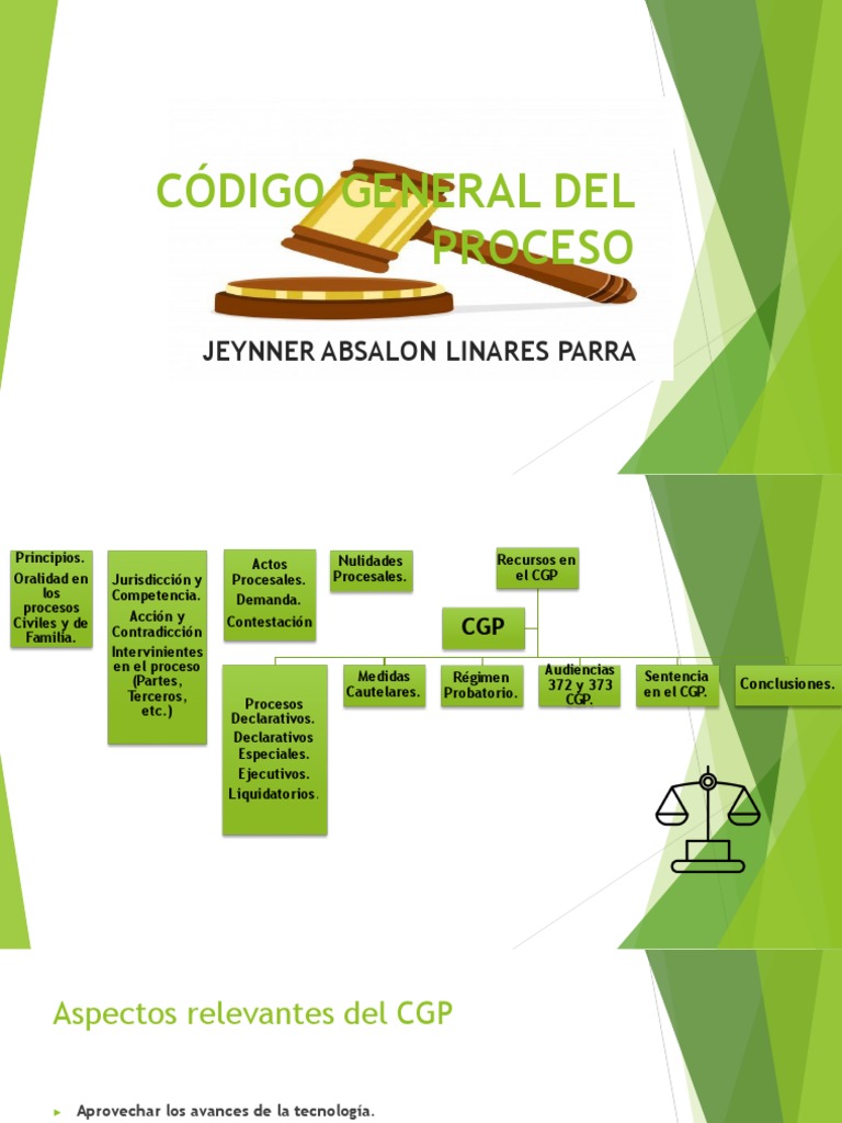 Código General Del Proceso - Diapositivas PDF | PDF | Ley procesal | Jurisdicción