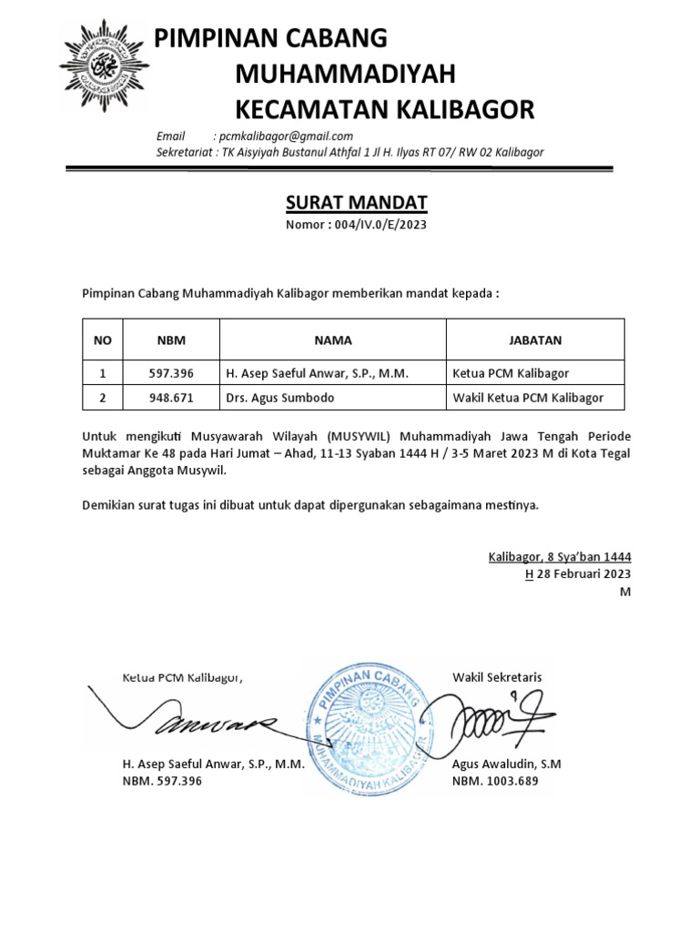 Surat Mandat Musywil | PDF