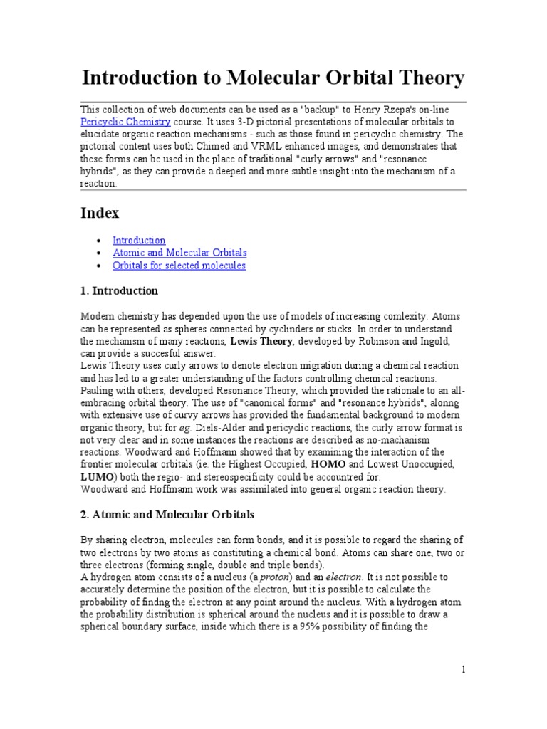 Introduction To Molecular Orbital Theory | PDF | Molecular Orbital ...