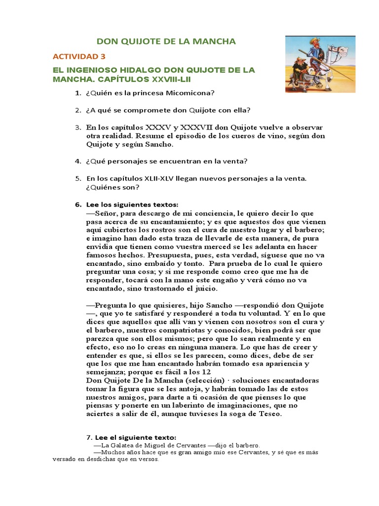 Actividad 3. Don Quijote de La Mancha | PDF