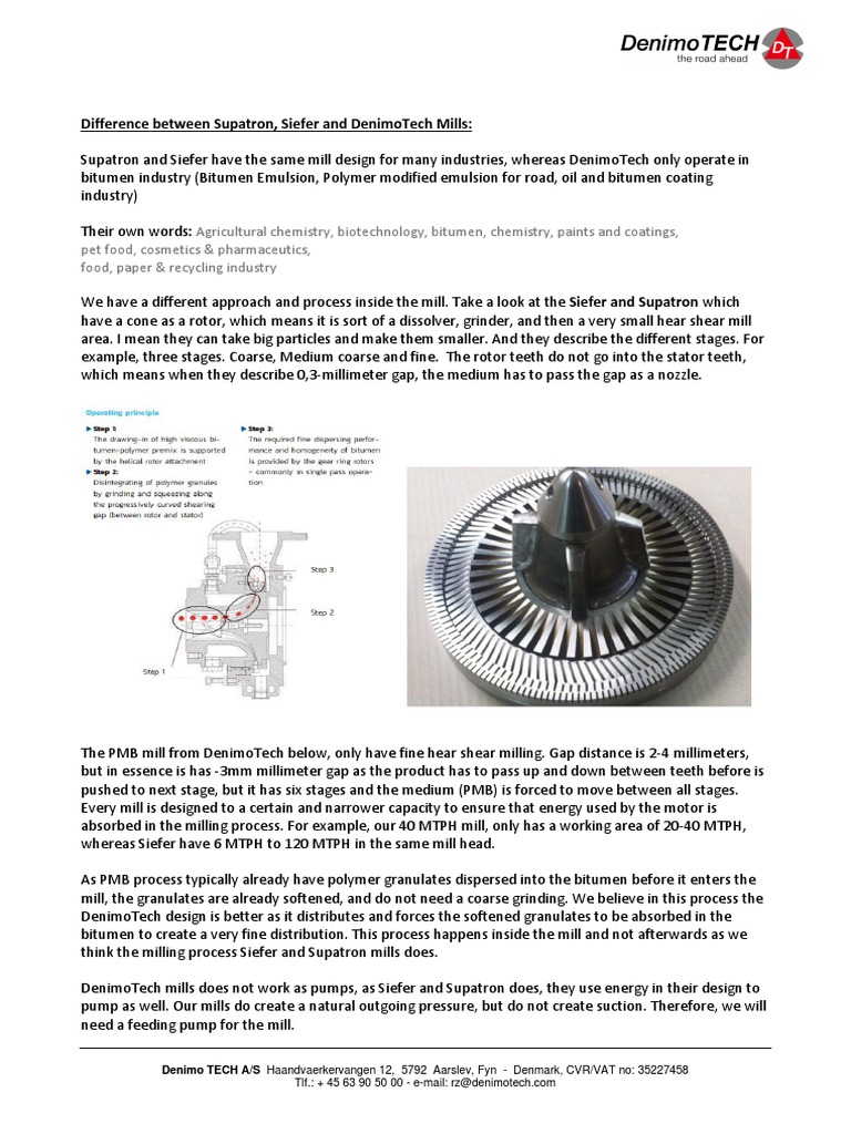 DenimoTech Mill Versus Siefer and Supatron | PDF | Asphalt | Mill ...