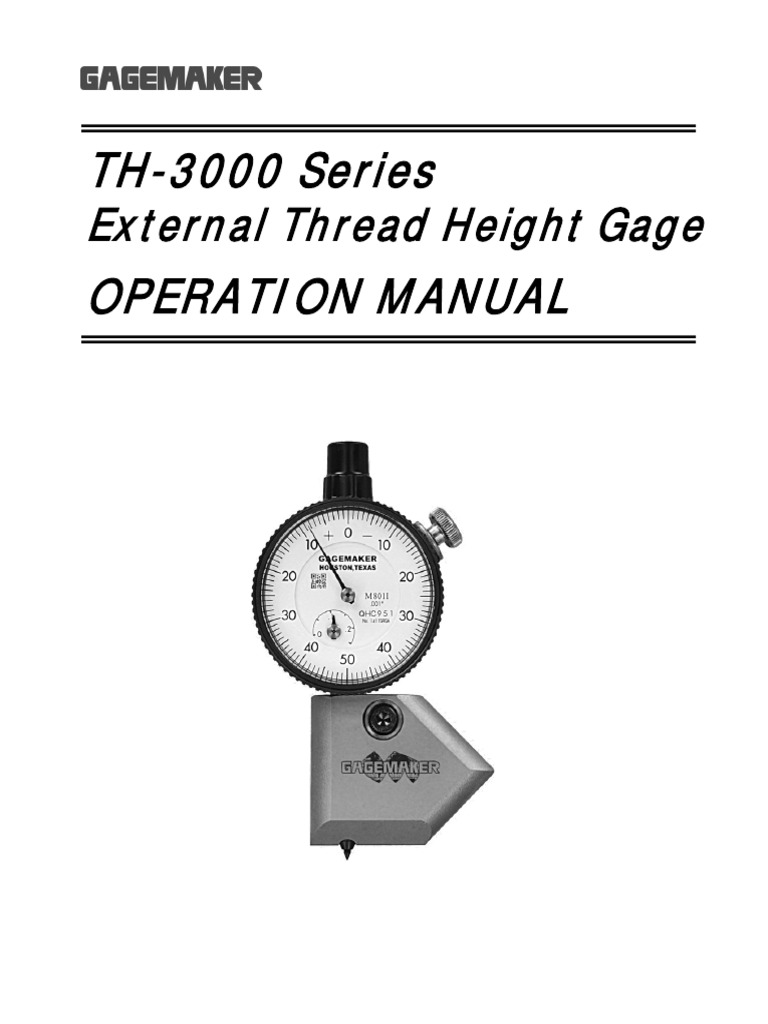 Gagemaker TH 3000 External Operation Manual | PDF