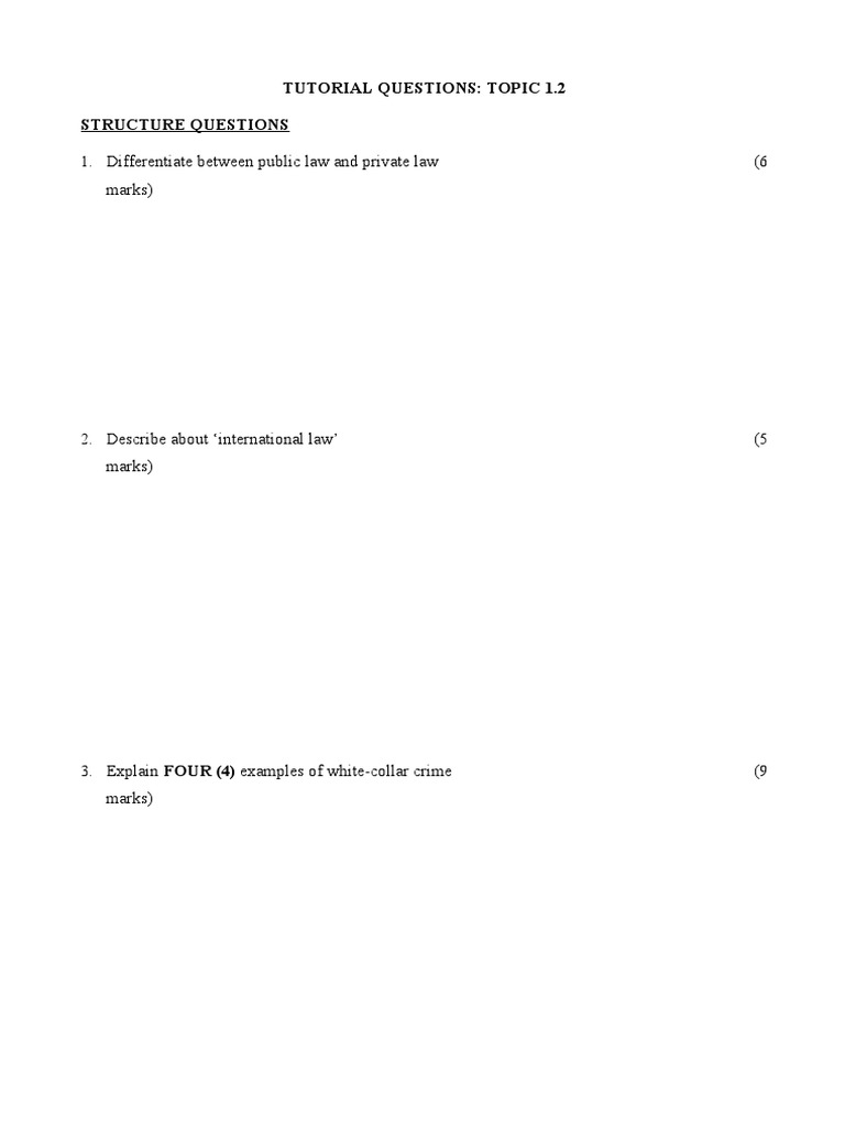 Tutorial Questions Topic 1.2 | PDF