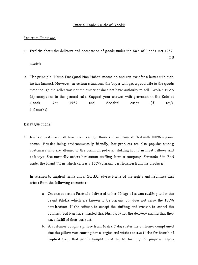 Tutorial Questions Topic 3 | PDF